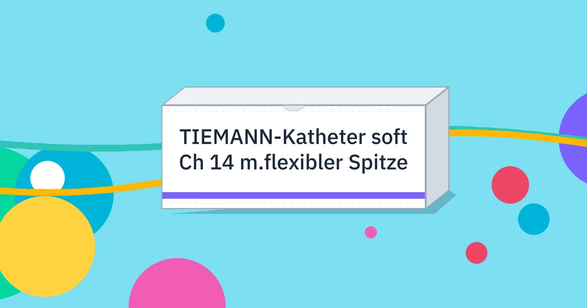 Symbolbild: Packung mit der Aufschrift TIEMANN-Katheter soft Ch 14 m.flexibler Spitze (PZN 13702181) – Verfügbarkeit und Bezug in Apotheken in Frankfurt am Main