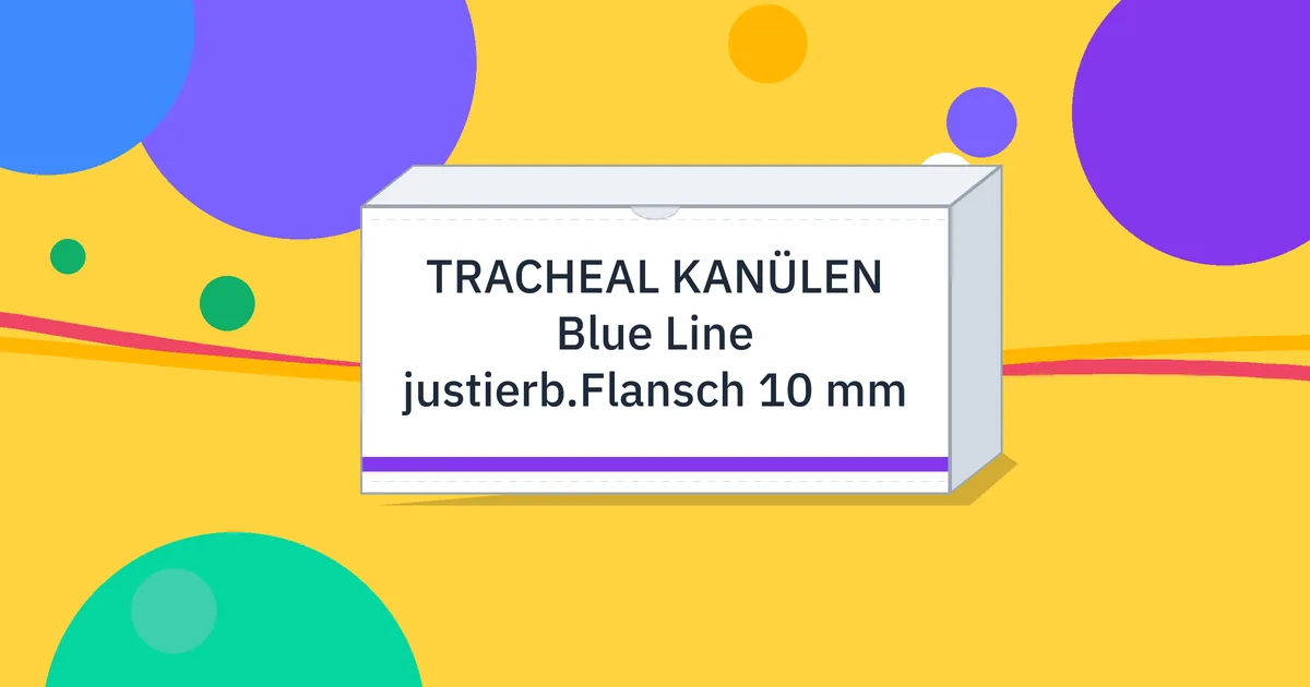 Symbolbild: Packung mit der Aufschrift TRACHEAL KANÜLEN Blue Line justierb.Flansch 10 mm (PZN 02409147) – Verfügbarkeit und Bezug in Apotheken in Frankfurt am Main