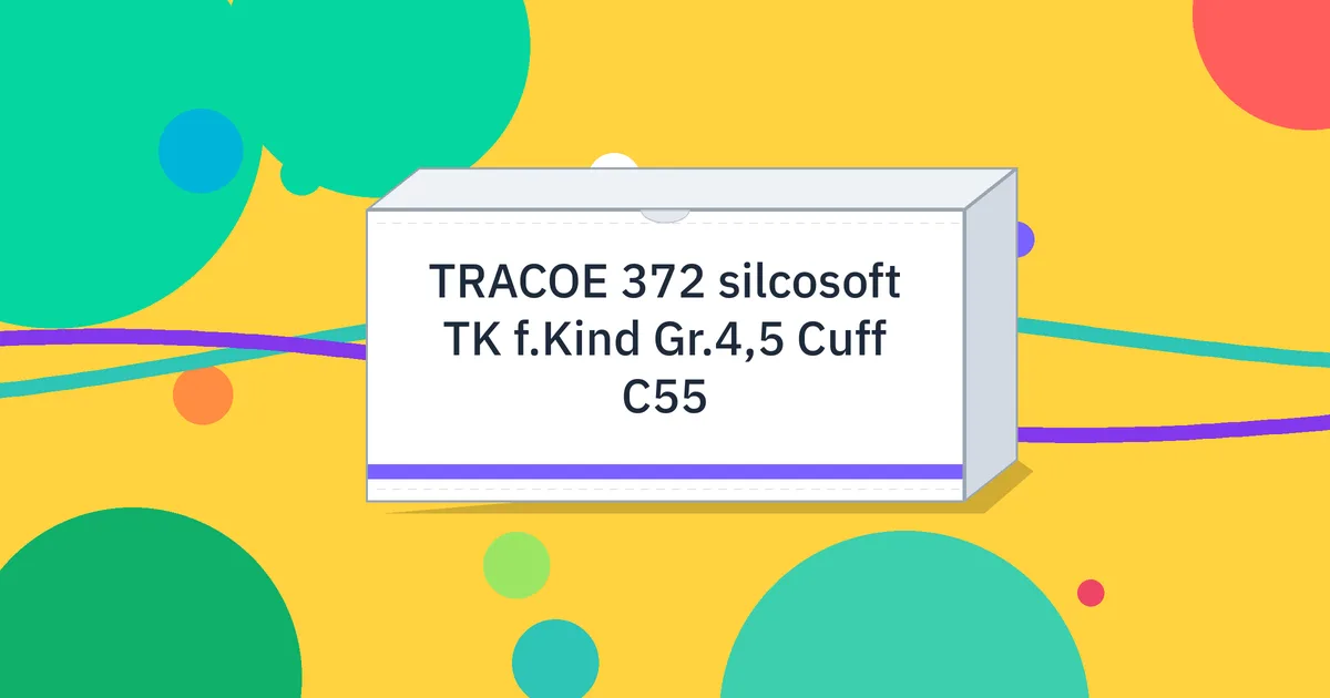Symbolbild: Packung mit der Aufschrift TRACOE 372 silcosoft TK f.Kind Gr.4,5 Cuff C55 (PZN 14316468) – Verfügbarkeit und Bezug in Apotheken in Frankfurt am Main