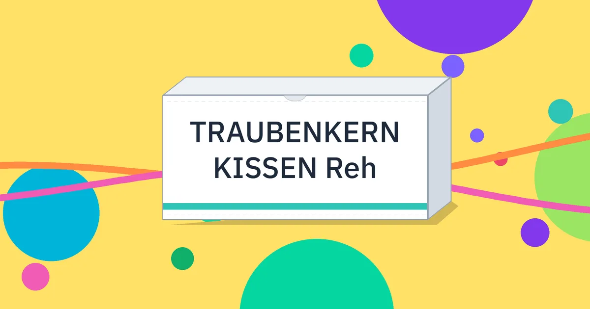 Symbolbild: Packung mit der Aufschrift TRAUBENKERN KISSEN Reh (PZN 16511381) – Verfügbarkeit und Bezug in Apotheken in Frankfurt am Main