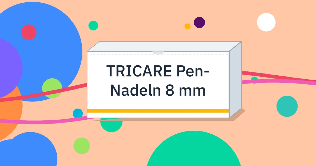 Symbolbild: Packung mit der Aufschrift TRICARE Pen-Nadeln 8 mm (PZN 15302646) – Verfügbarkeit und Bezug in Apotheken in Frankfurt am Main