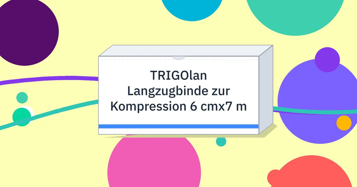 Symbolbild: Packung mit der Aufschrift TRIGOlan Langzugbinde zur Kompression 6 cmx7 m (PZN 20342493) – Verfügbarkeit und Bezug in Apotheken in Frankfurt am Main