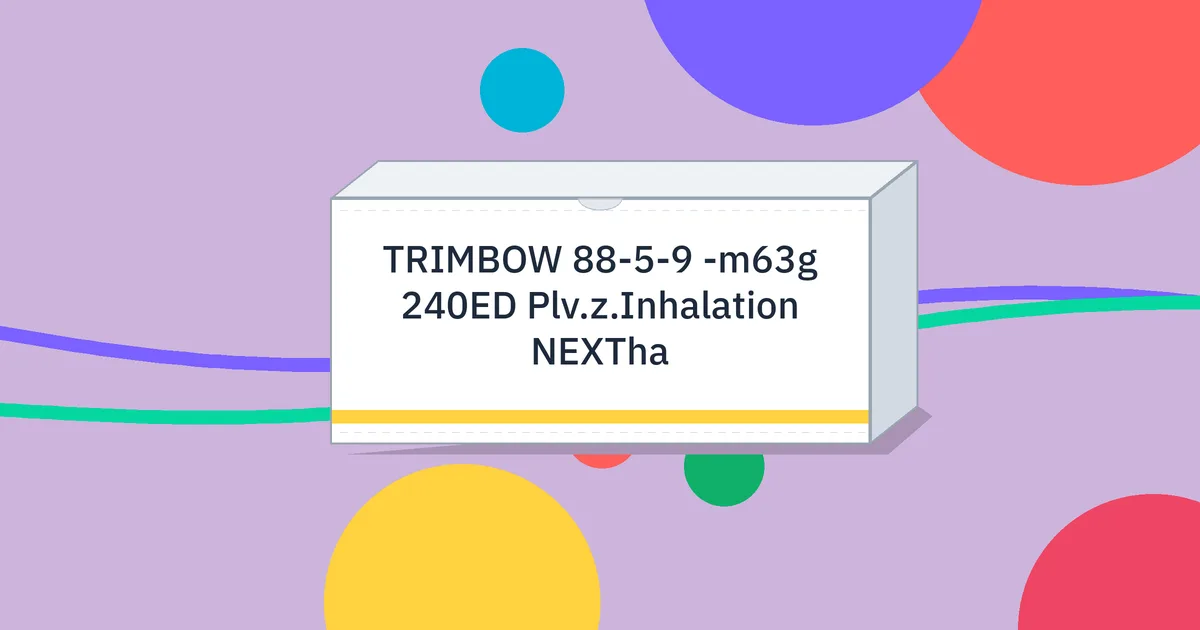 Symbolbild: Packung mit der Aufschrift TRIMBOW 88-5-9 -m63g 240ED Plv.z.Inhalation NEXTha (PZN 19180039) – Verfügbarkeit und Bezug in Apotheken in Frankfurt am Main