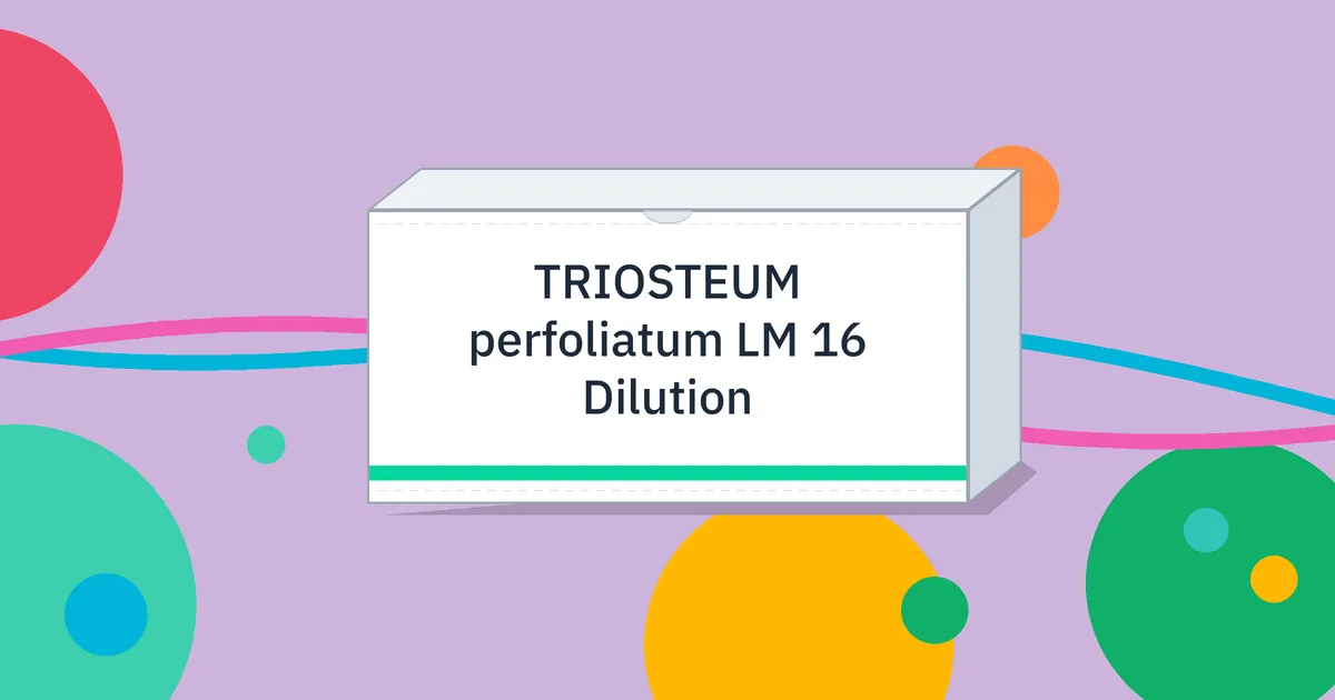 Symbolbild: Packung mit der Aufschrift TRIOSTEUM perfoliatum LM 16 Dilution (PZN 13227627) – Verfügbarkeit und Bezug in Apotheken in Frankfurt am Main