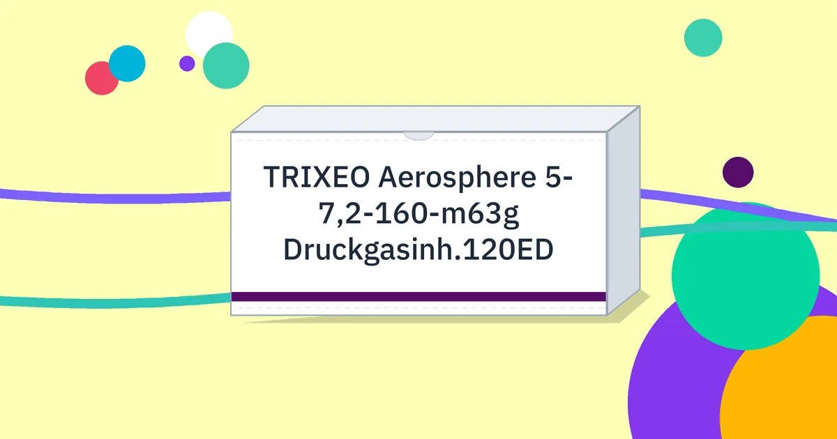 Symbolbild: Packung mit der Aufschrift TRIXEO Aerosphere 5-7,2-160-m63g Druckgasinh.120ED (PZN 18836839) – Verfügbarkeit und Bezug in Apotheken in Frankfurt am Main