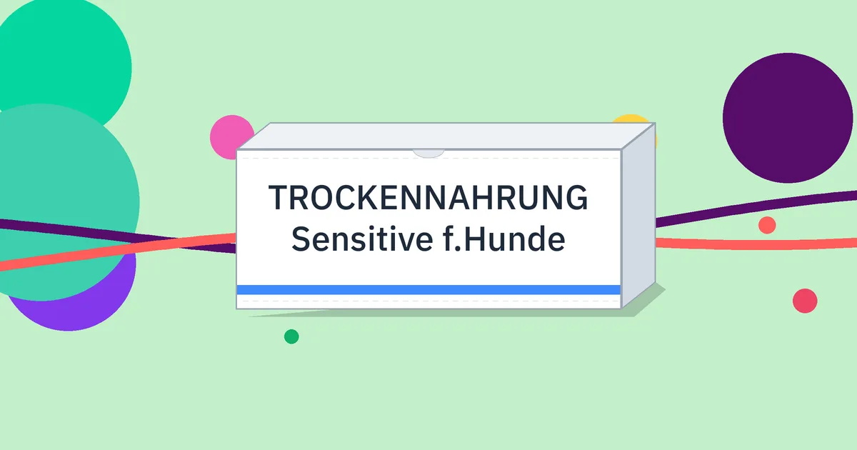 Symbolbild: Packung mit der Aufschrift TROCKENNAHRUNG Sensitive f.Hunde (PZN 05740902) – Verfügbarkeit und Bezug in Apotheken in Frankfurt am Main
