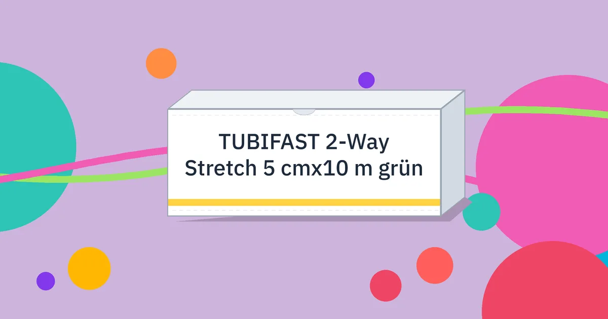 Symbolbild: Packung mit der Aufschrift TUBIFAST 2-Way Stretch 5 cmx10 m grün (PZN 16812705) – Verfügbarkeit und Bezug in Apotheken in Frankfurt am Main