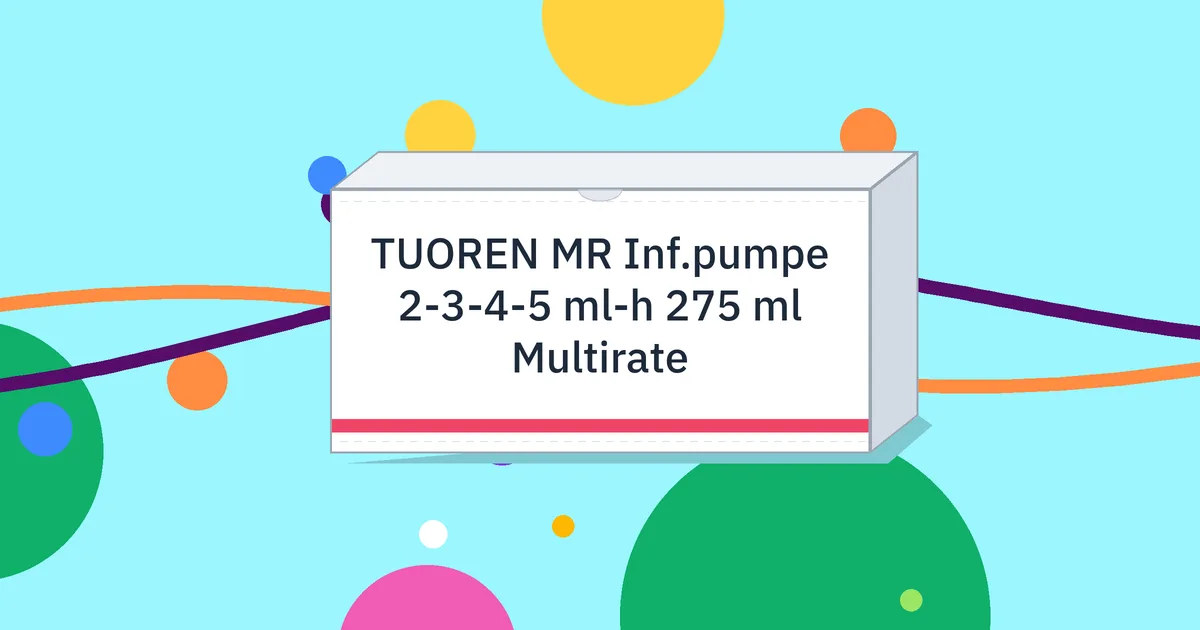 Symbolbild: Packung mit der Aufschrift TUOREN MR Inf.pumpe 2-3-4-5 ml-h 275 ml Multirate (PZN 11663293) – Verfügbarkeit und Bezug in Apotheken in Frankfurt am Main