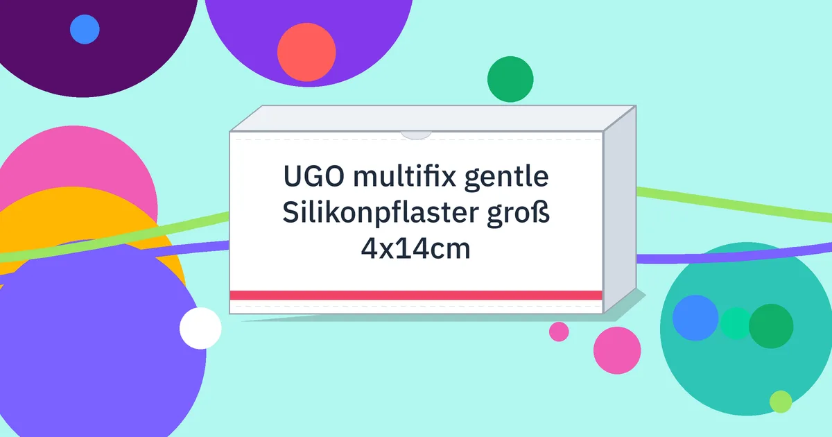 Symbolbild: Packung mit der Aufschrift UGO multifix gentle Silikonpflaster groß 4x14cm (PZN 14401464) – Verfügbarkeit und Bezug in Apotheken in Frankfurt am Main