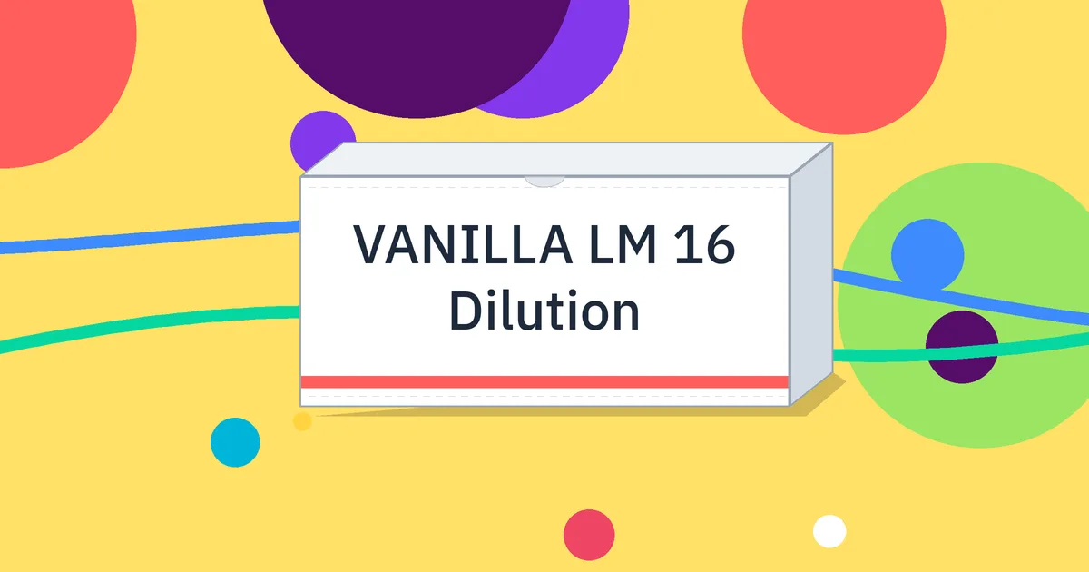 Symbolbild: Packung mit der Aufschrift VANILLA LM 16 Dilution (PZN 13263675) – Verfügbarkeit und Bezug in Apotheken in Frankfurt am Main