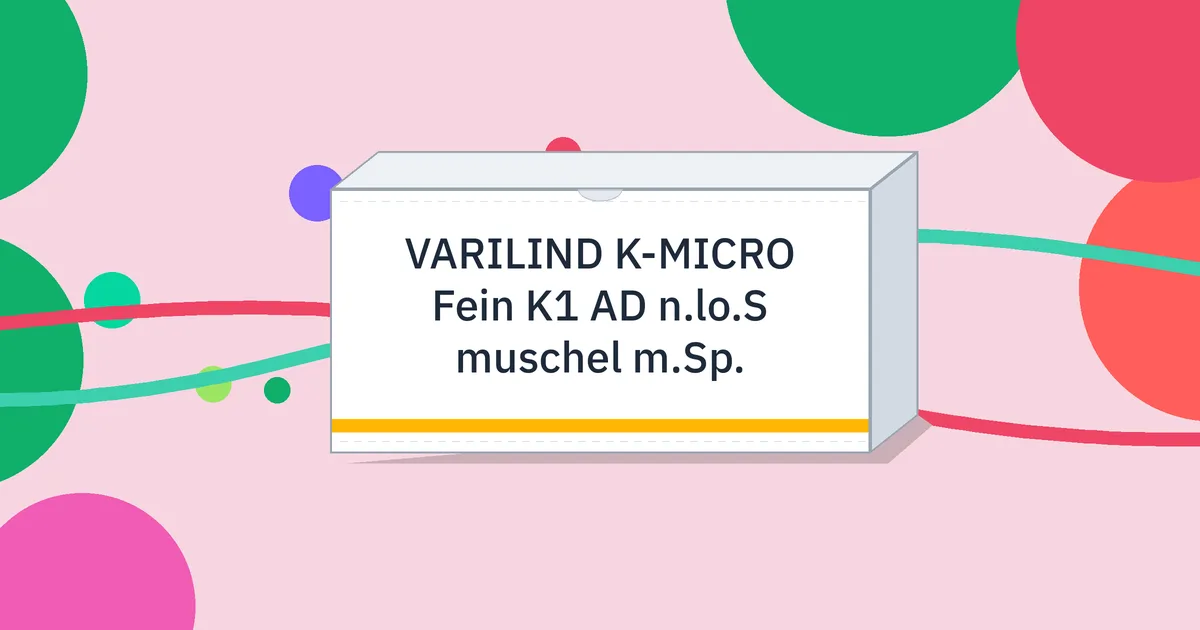 Symbolbild: Packung mit der Aufschrift VARILIND K-MICRO Fein K1 AD n.lo.S muschel m.Sp. (PZN 20558141) – Verfügbarkeit und Bezug in Apotheken in Frankfurt am Main