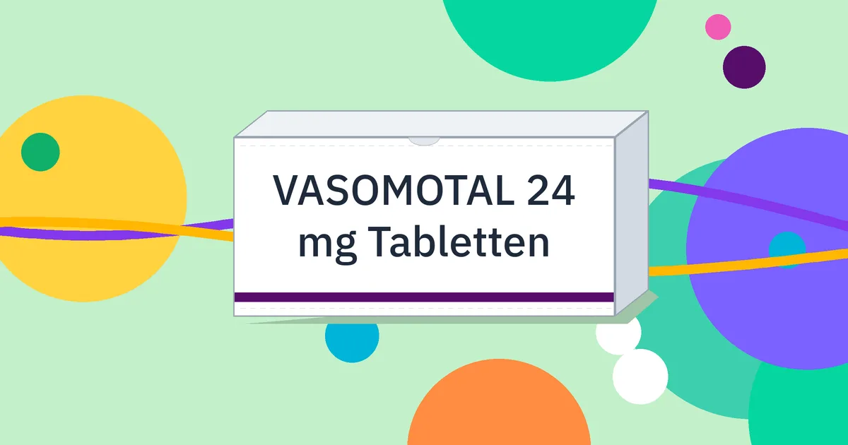 Symbolbild: Packung mit der Aufschrift VASOMOTAL 24 mg Tabletten (PZN 01289043) – Verfügbarkeit und Bezug in Apotheken in Frankfurt am Main