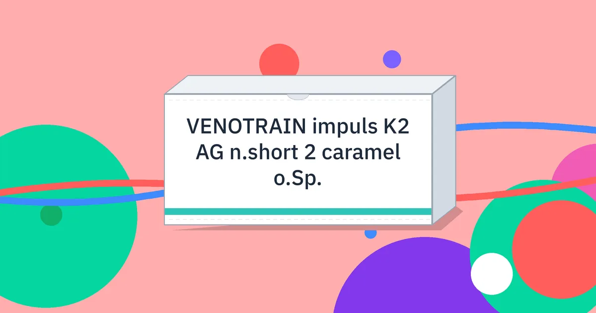 Symbolbild: Packung mit der Aufschrift VENOTRAIN impuls K2 AG n.short 2 caramel o.Sp. (PZN 08420227) – Verfügbarkeit und Bezug in Apotheken in Frankfurt am Main
