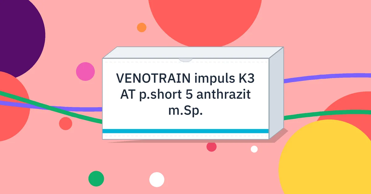 Symbolbild: Packung mit der Aufschrift VENOTRAIN impuls K3 AT p.short 5 anthrazit m.Sp. (PZN 19356863) – Verfügbarkeit und Bezug in Apotheken in Frankfurt am Main