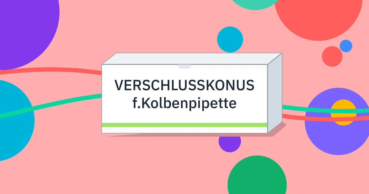 Symbolbild: Packung mit der Aufschrift VERSCHLUSSKONUS f.Kolbenpipette (PZN 17543070) – Verfügbarkeit und Bezug in Apotheken in Frankfurt am Main