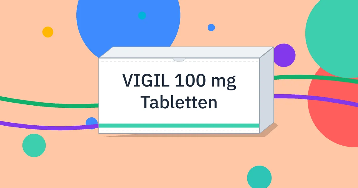 Symbolbild: Packung mit der Aufschrift VIGIL 100 mg Tabletten (PZN 18220363) – Verfügbarkeit und Bezug in Apotheken in Frankfurt am Main