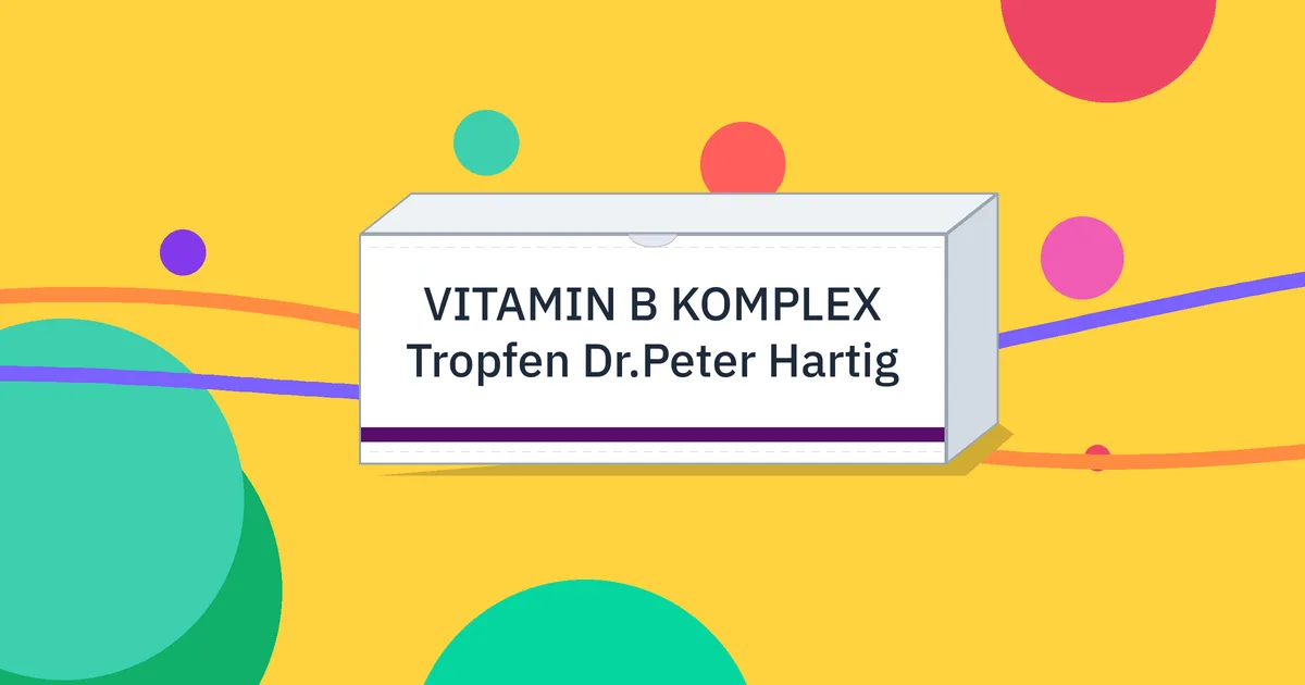 Symbolbild: Packung mit der Aufschrift VITAMIN B KOMPLEX Tropfen Dr.Peter Hartig (PZN 18454629) – Verfügbarkeit und Bezug in Apotheken in Frankfurt am Main