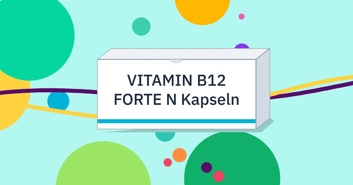 Symbolbild: Packung mit der Aufschrift VITAMIN B12 FORTE N Kapseln (PZN 11145049) – Verfügbarkeit und Bezug in Apotheken in Frankfurt am Main