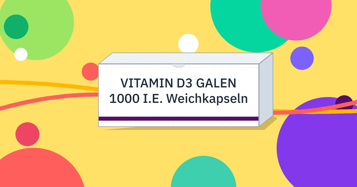 Symbolbild: Packung mit der Aufschrift VITAMIN D3 GALEN 1000 I.E. Weichkapseln (PZN 17622757) – Verfügbarkeit und Bezug in Apotheken in Frankfurt am Main