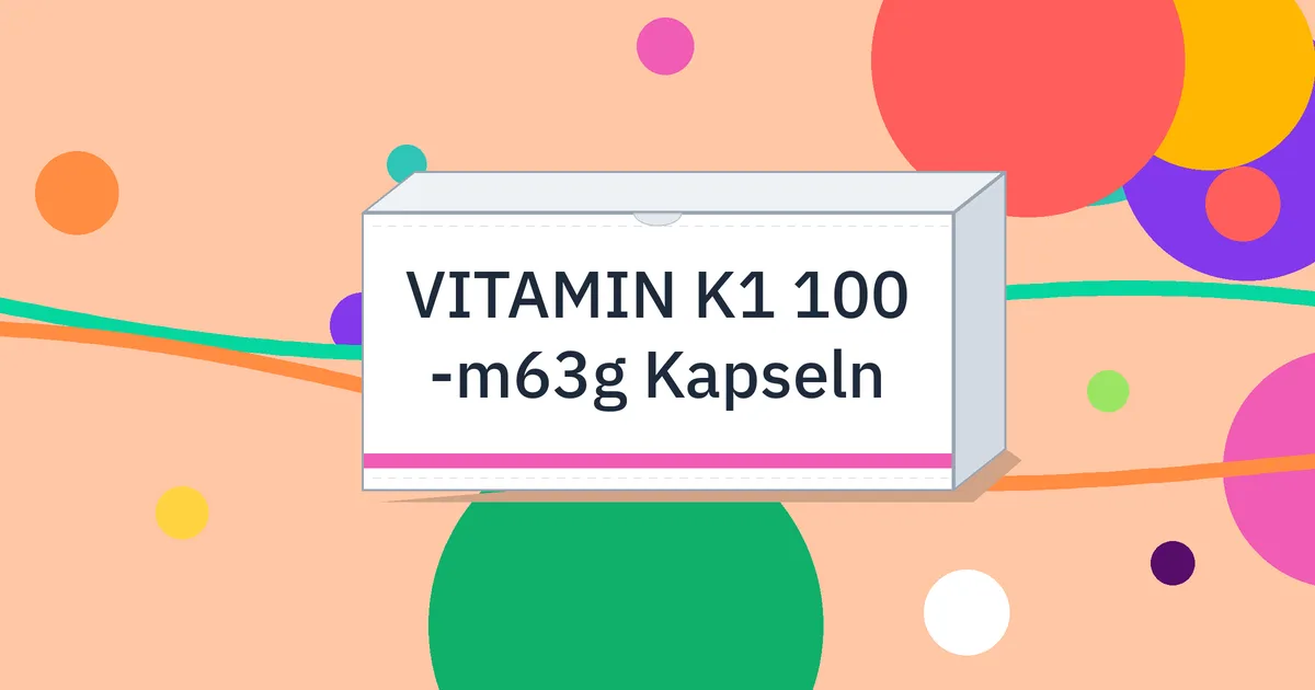 Symbolbild: Packung mit der Aufschrift VITAMIN K1 100 -m63g Kapseln (PZN 11685308) – Verfügbarkeit und Bezug in Apotheken in Frankfurt am Main