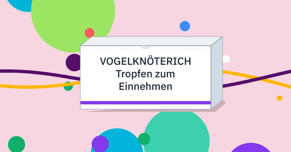 Symbolbild: Packung mit der Aufschrift VOGELKNÖTERICH Tropfen zum Einnehmen (PZN 11602601) – Verfügbarkeit und Bezug in Apotheken in Frankfurt am Main