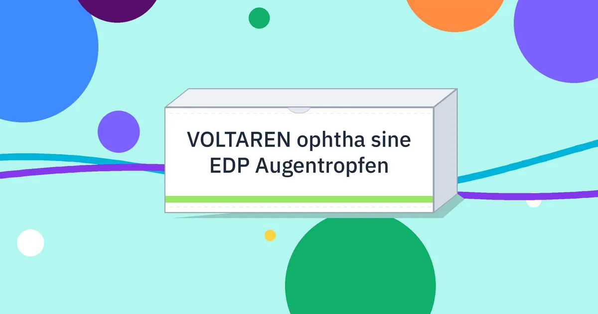 Symbolbild: Packung mit der Aufschrift VOLTAREN ophtha sine EDP Augentropfen (PZN 04554669) – Verfügbarkeit und Bezug in Apotheken in Frankfurt am Main