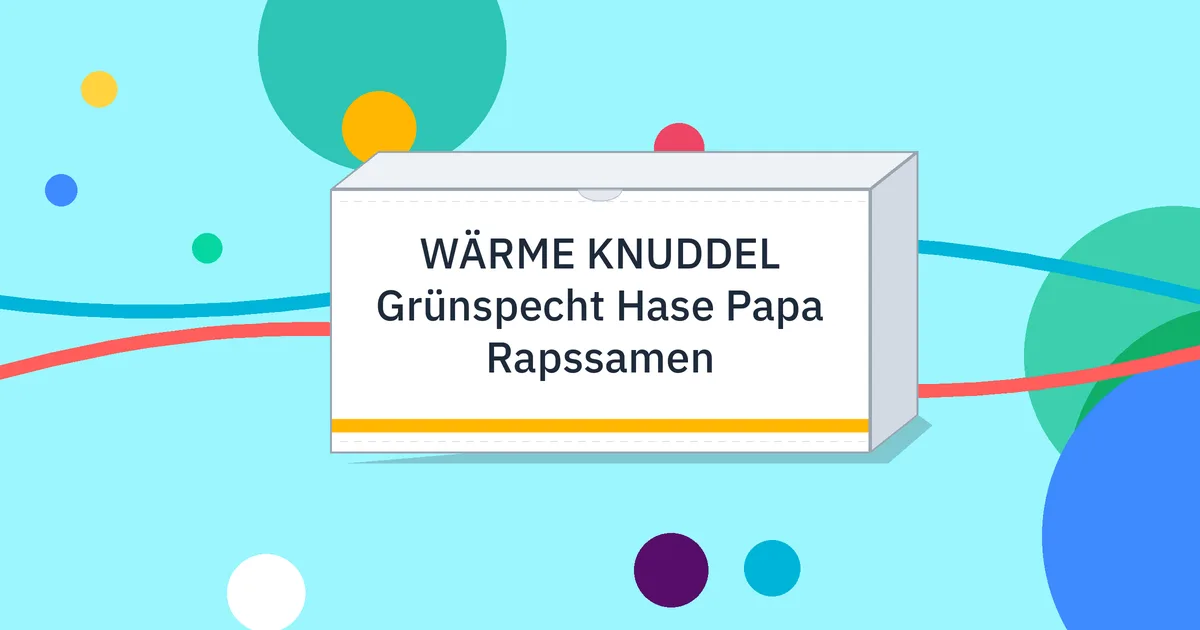 Symbolbild: Packung mit der Aufschrift WÄRME KNUDDEL Grünspecht Hase Papa Rapssamen (PZN 12608563) – Verfügbarkeit und Bezug in Apotheken in Frankfurt am Main