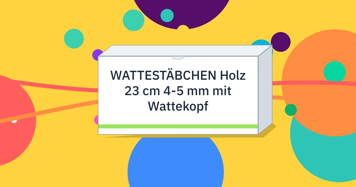 Symbolbild: Packung mit der Aufschrift WATTESTÄBCHEN Holz 23 cm 4-5 mm mit Wattekopf (PZN 07101448) – Verfügbarkeit und Bezug in Apotheken in Frankfurt am Main