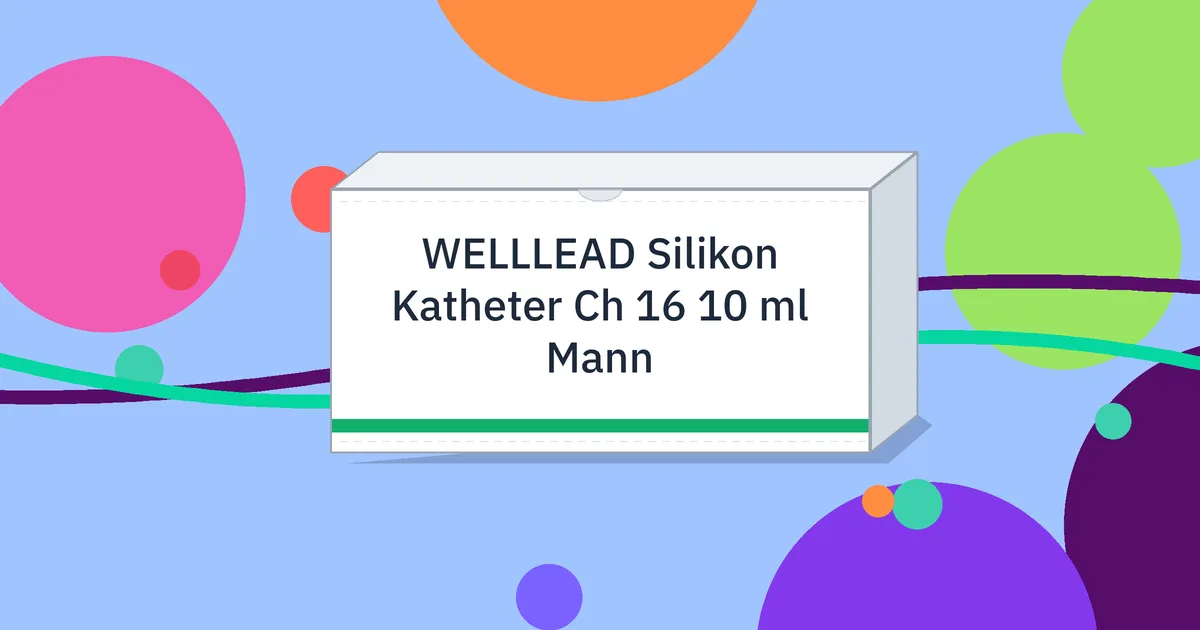 Symbolbild: Packung mit der Aufschrift WELLLEAD Silikon Katheter Ch 16 10 ml Mann (PZN 19672185) – Verfügbarkeit und Bezug in Apotheken in Frankfurt am Main