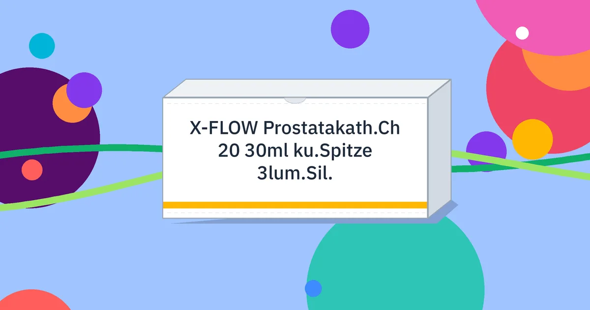 Symbolbild: Packung mit der Aufschrift X-FLOW Prostatakath.Ch 20 30ml ku.Spitze 3lum.Sil. (PZN 17508487) – Verfügbarkeit und Bezug in Apotheken in Frankfurt am Main