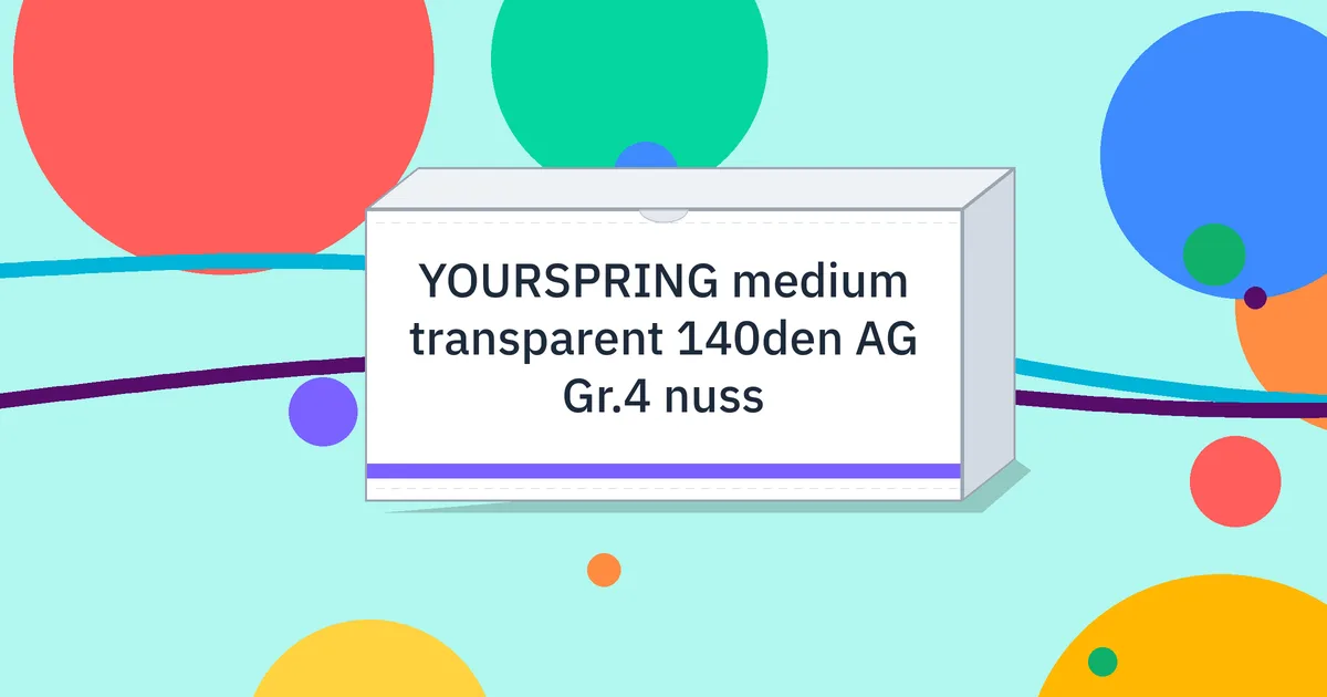 Symbolbild: Packung mit der Aufschrift YOURSPRING medium transparent 140den AG Gr.4 nuss (PZN 18057130) – Verfügbarkeit und Bezug in Apotheken in Frankfurt am Main