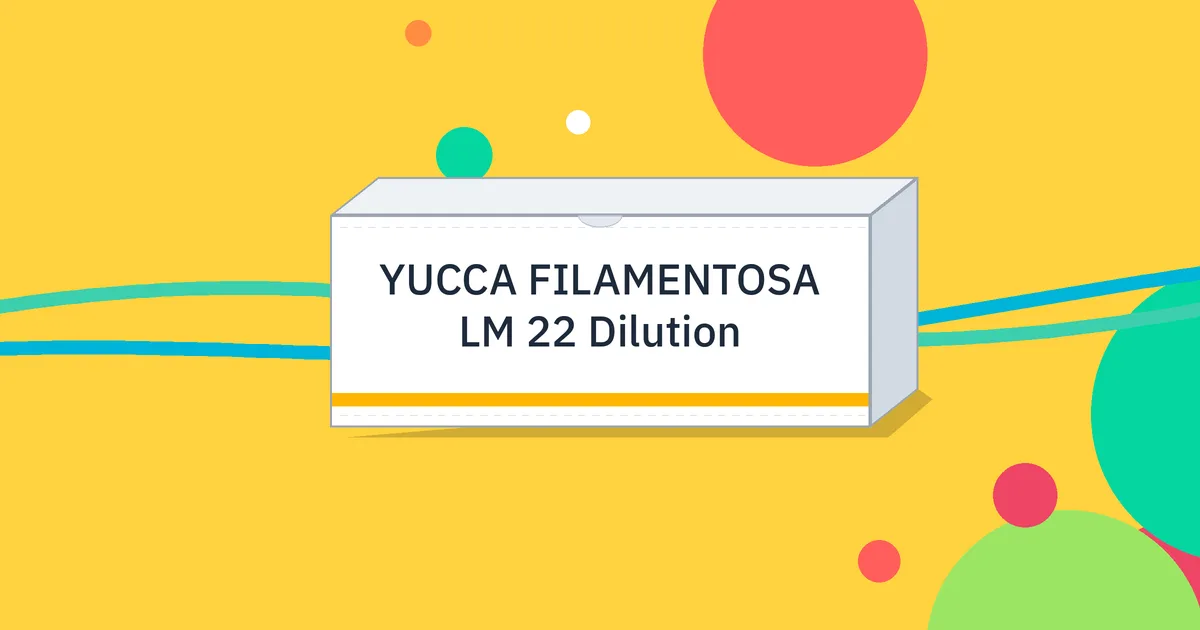 Symbolbild: Packung mit der Aufschrift YUCCA FILAMENTOSA LM 22 Dilution (PZN 13288965) – Verfügbarkeit und Bezug in Apotheken in Frankfurt am Main