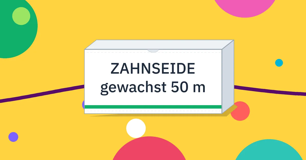 Symbolbild: Packung mit der Aufschrift ZAHNSEIDE gewachst 50 m (PZN 08884754) – Verfügbarkeit und Bezug in Apotheken in Frankfurt am Main