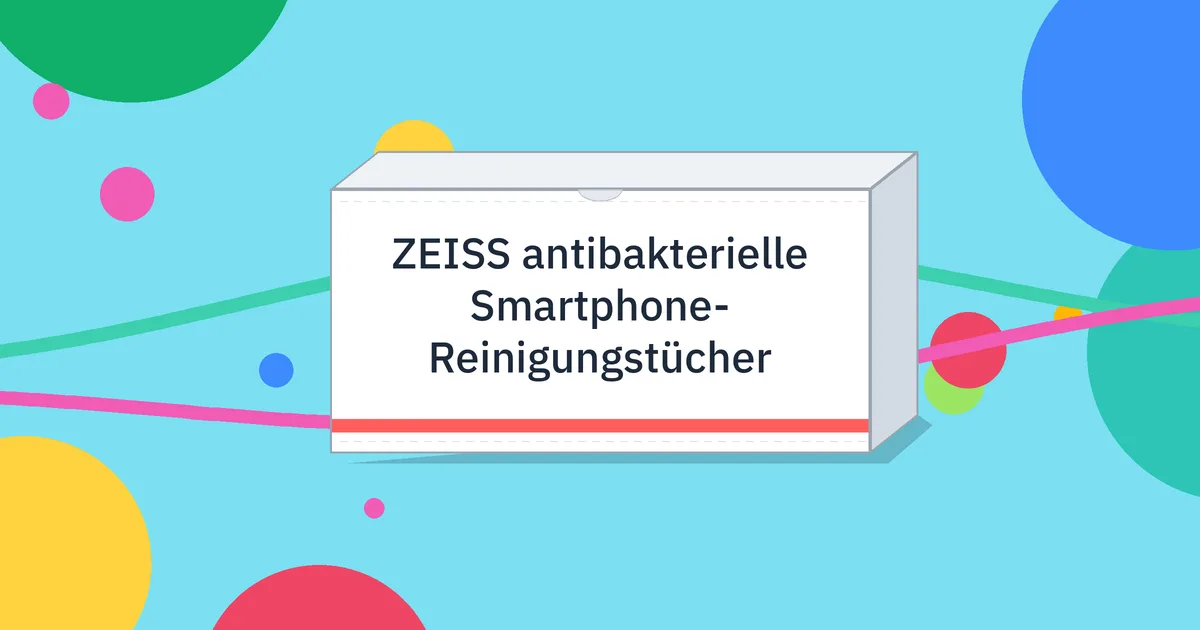 Symbolbild: Packung mit der Aufschrift ZEISS antibakterielle Smartphone-Reinigungstücher (PZN 18088662) – Verfügbarkeit und Bezug in Apotheken in Frankfurt am Main