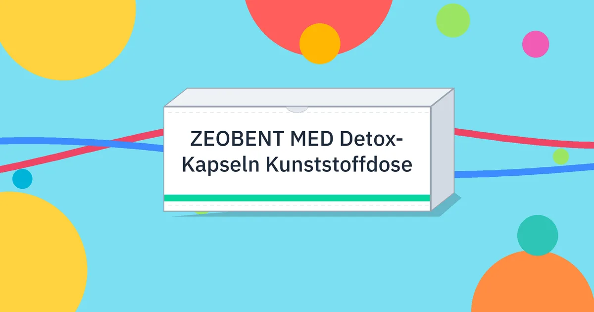 Symbolbild: Packung mit der Aufschrift ZEOBENT MED Detox-Kapseln Kunststoffdose (PZN 19161295) – Verfügbarkeit und Bezug in Apotheken in Frankfurt am Main