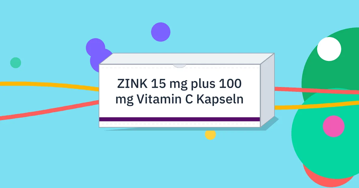 Symbolbild: Packung mit der Aufschrift ZINK 15 mg plus 100 mg Vitamin C Kapseln (PZN 15738450) – Verfügbarkeit und Bezug in Apotheken in Frankfurt am Main