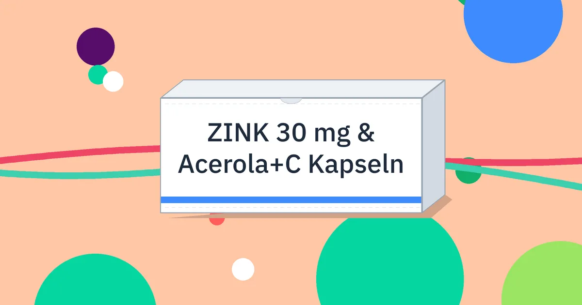 Symbolbild: Packung mit der Aufschrift ZINK 30 mg & Acerola+C Kapseln (PZN 11058913) – Verfügbarkeit und Bezug in Apotheken in Frankfurt am Main