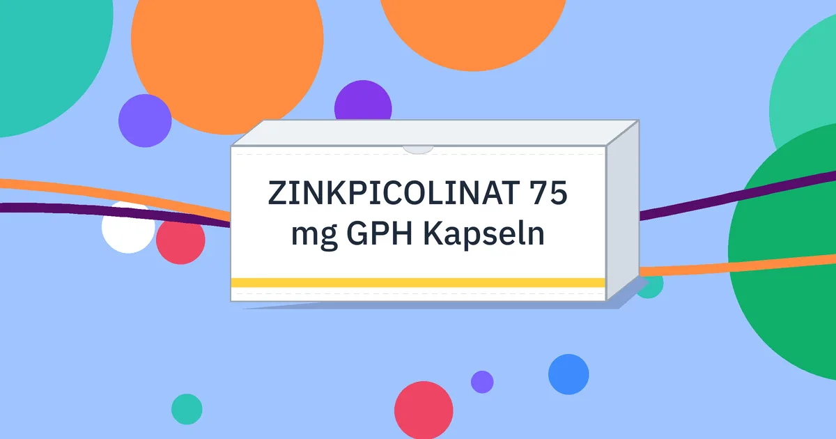 Symbolbild: Packung mit der Aufschrift ZINKPICOLINAT 75 mg GPH Kapseln (PZN 20281231) – Verfügbarkeit und Bezug in Apotheken in Frankfurt am Main