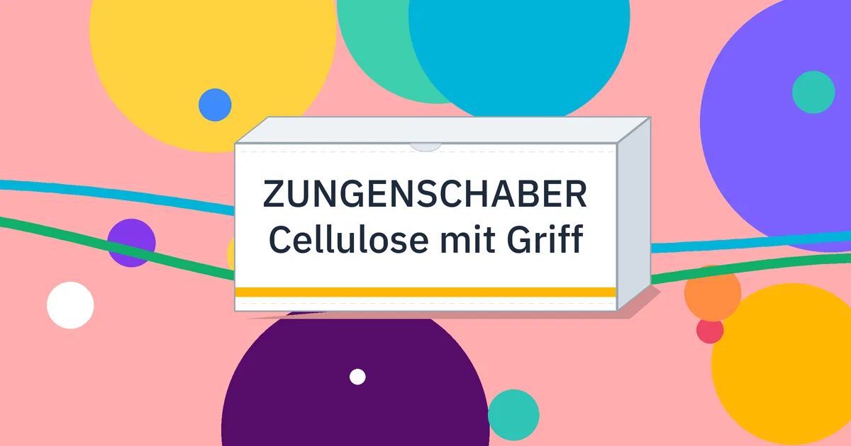 Symbolbild: Packung mit der Aufschrift ZUNGENSCHABER Cellulose mit Griff (PZN 01741773) – Verfügbarkeit und Bezug in Apotheken in Frankfurt am Main
