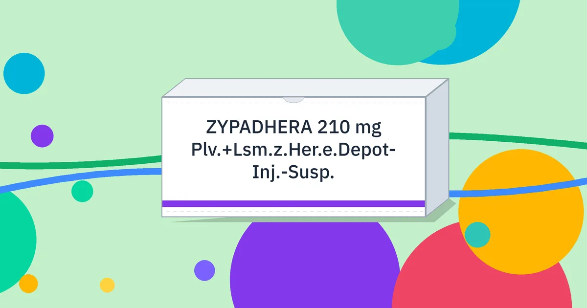Symbolbild: Packung mit der Aufschrift ZYPADHERA 210 mg Plv.+Lsm.z.Her.e.Depot-Inj.-Susp. (PZN 09777374) – Verfügbarkeit und Bezug in Apotheken in Frankfurt am Main