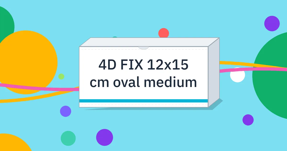 Symbolbild: Packung mit der Aufschrift 4D FIX 12x15 cm oval medium (PZN 20581542) – Verfügbarkeit und Bezug in Apotheken in Frankfurt am Main