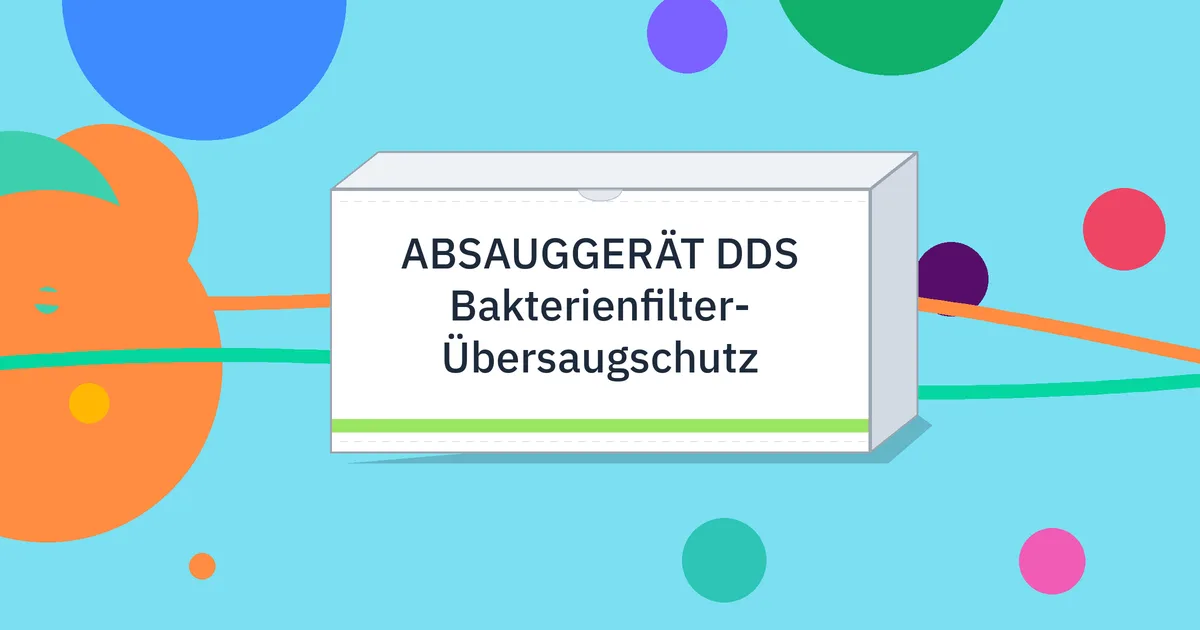 Symbolbild: Packung mit der Aufschrift ABSAUGGERÄT DDS Bakterienfilter-Übersaugschutz (PZN 02196697) – Verfügbarkeit und Bezug in Apotheken in Frankfurt am Main