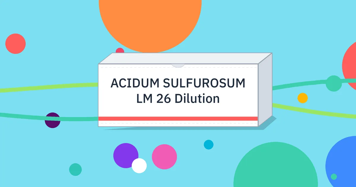 Symbolbild: Packung mit der Aufschrift ACIDUM SULFUROSUM LM 26 Dilution (PZN 13285122) – Verfügbarkeit und Bezug in Apotheken in Frankfurt am Main