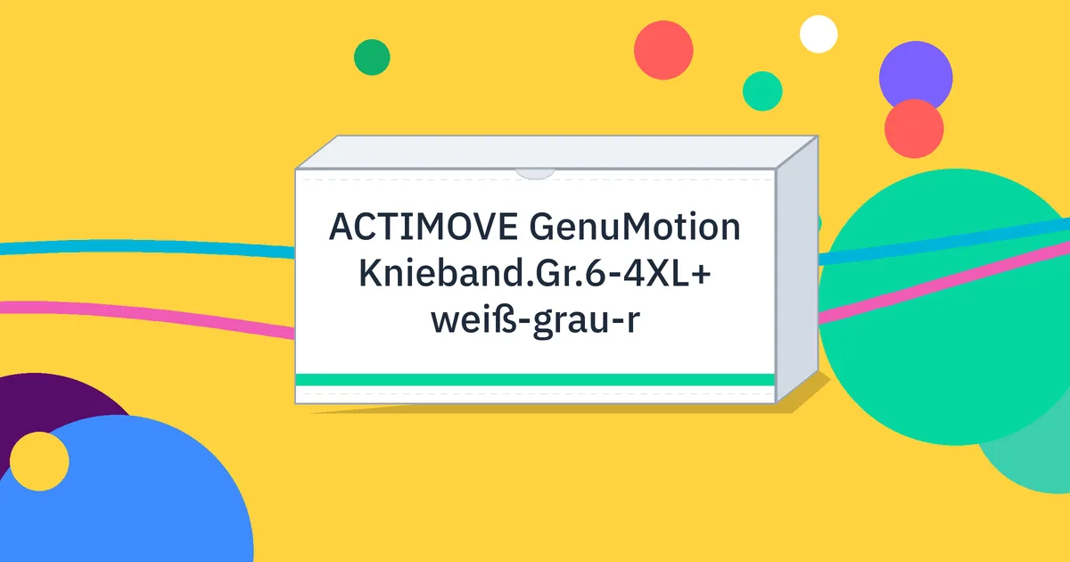 Symbolbild: Packung mit der Aufschrift ACTIMOVE GenuMotion Knieband.Gr.6-4XL+ weiß-grau-r (PZN 17948039) – Verfügbarkeit und Bezug in Apotheken in Frankfurt am Main
