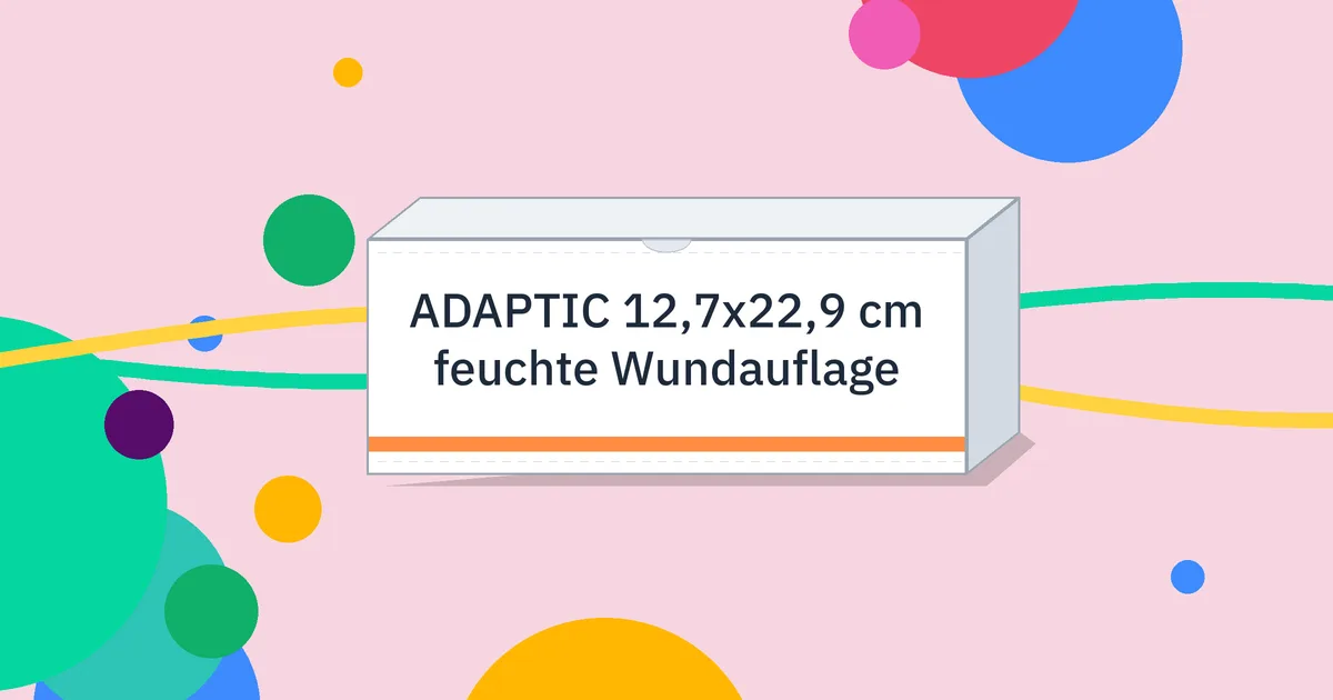 Symbolbild: Packung mit der Aufschrift ADAPTIC 12,7x22,9 cm feuchte Wundauflage (PZN 03302032) – Verfügbarkeit und Bezug in Apotheken in Frankfurt am Main