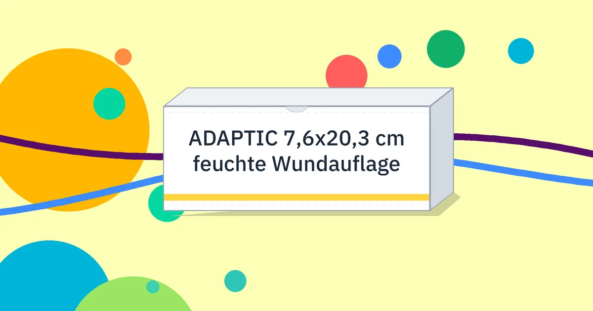 Symbolbild: Packung mit der Aufschrift ADAPTIC 7,6x20,3 cm feuchte Wundauflage (PZN 03486954) – Verfügbarkeit und Bezug in Apotheken in Frankfurt am Main