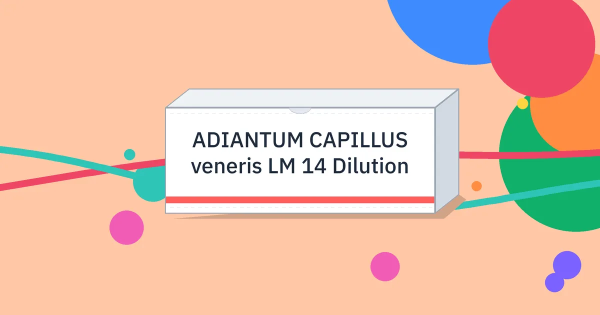 Symbolbild: Packung mit der Aufschrift ADIANTUM CAPILLUS veneris LM 14 Dilution (PZN 13295505) – Verfügbarkeit und Bezug in Apotheken in Frankfurt am Main