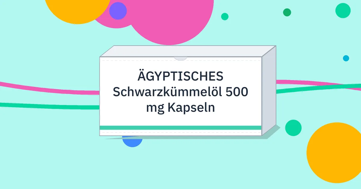 Symbolbild: Packung mit der Aufschrift ÄGYPTISCHES Schwarzkümmelöl 500 mg Kapseln (PZN 19806154) – Verfügbarkeit und Bezug in Apotheken in Frankfurt am Main