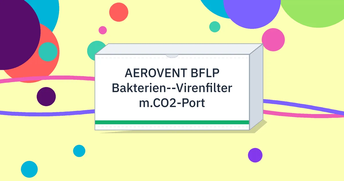 Symbolbild: Packung mit der Aufschrift AEROVENT BFLP Bakterien--Virenfilter m.CO2-Port (PZN 01076198) – Verfügbarkeit und Bezug in Apotheken in Frankfurt am Main