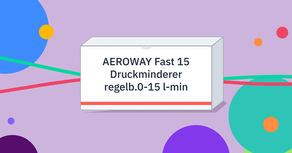 Symbolbild: Packung mit der Aufschrift AEROWAY Fast 15 Druckminderer regelb.0-15 l-min (PZN 01075827) – Verfügbarkeit und Bezug in Apotheken in Frankfurt am Main